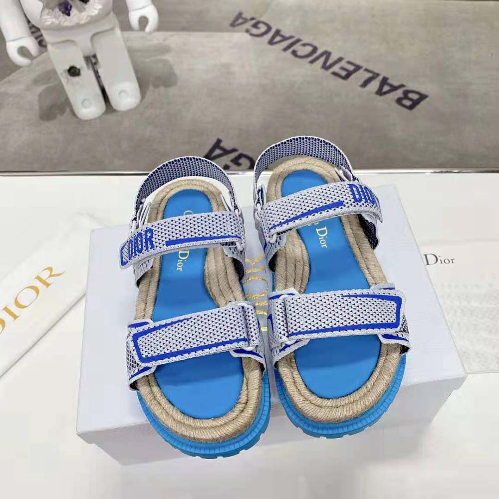 Dior Women DiorAct Sandal White and Bright Blue Technical Mesh and ...