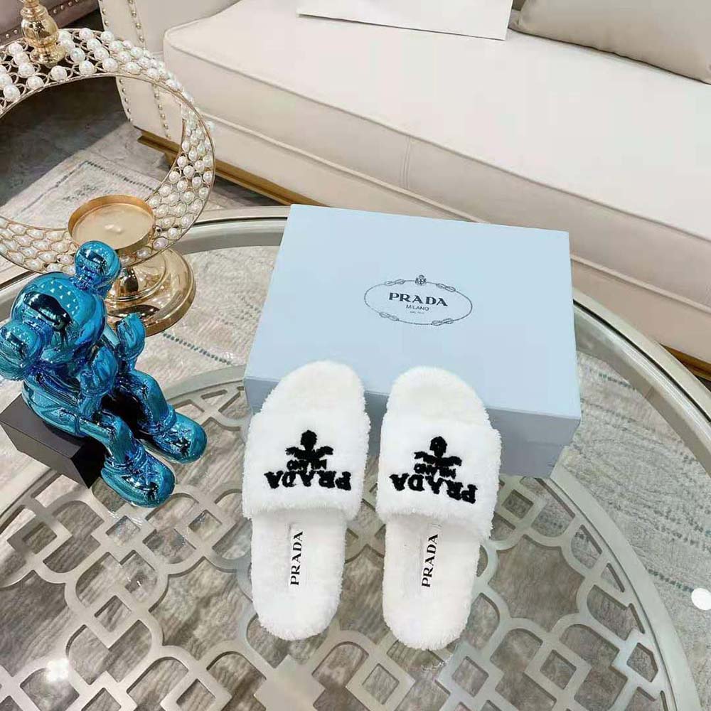 Prada Women Terry Cloth Slides-White – Luxury replica shoes, aaa cheap ...
