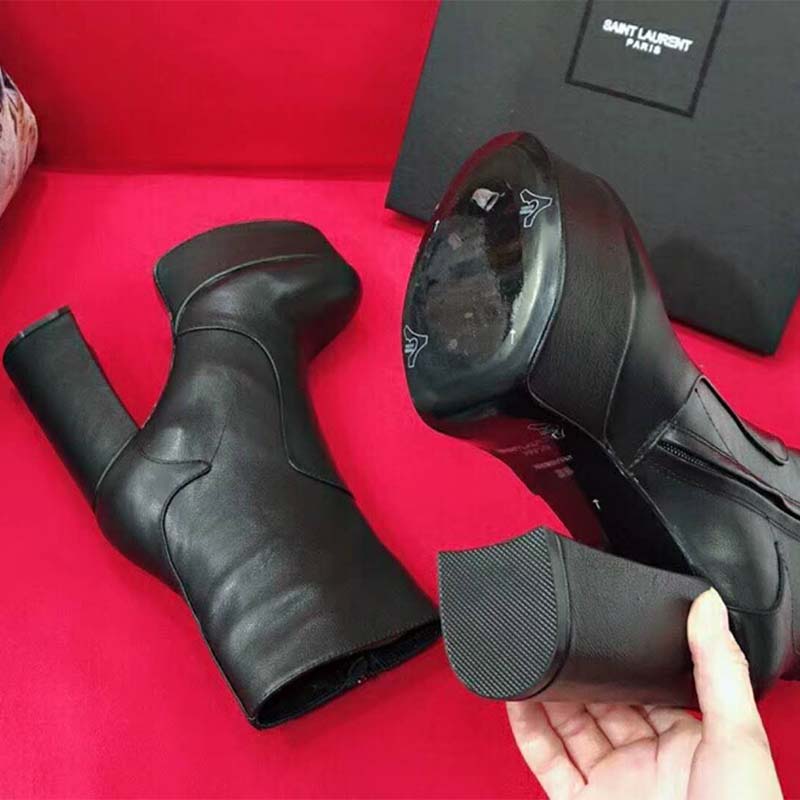 Saint Laurent YSL Women Shoes Billy Platform Bootie in Leather 13cm ...