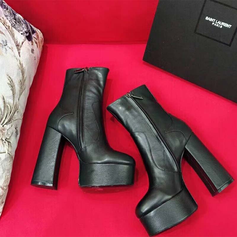 Saint Laurent YSL Women Shoes Billy Platform Bootie in Leather 13cm ...